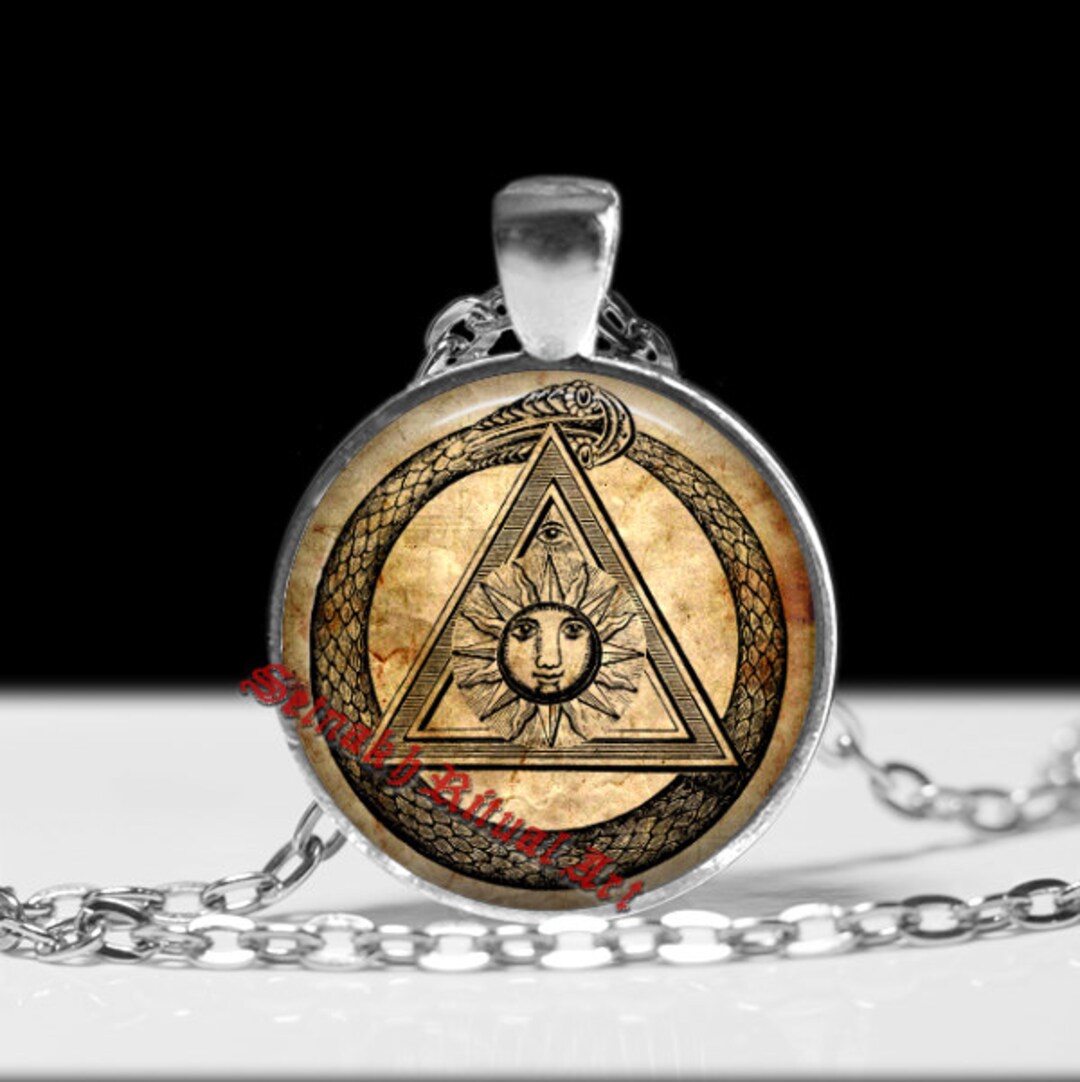 Uroboros and Magic Triangle Pendant, Snake and Sun Jewelry, Magic ...