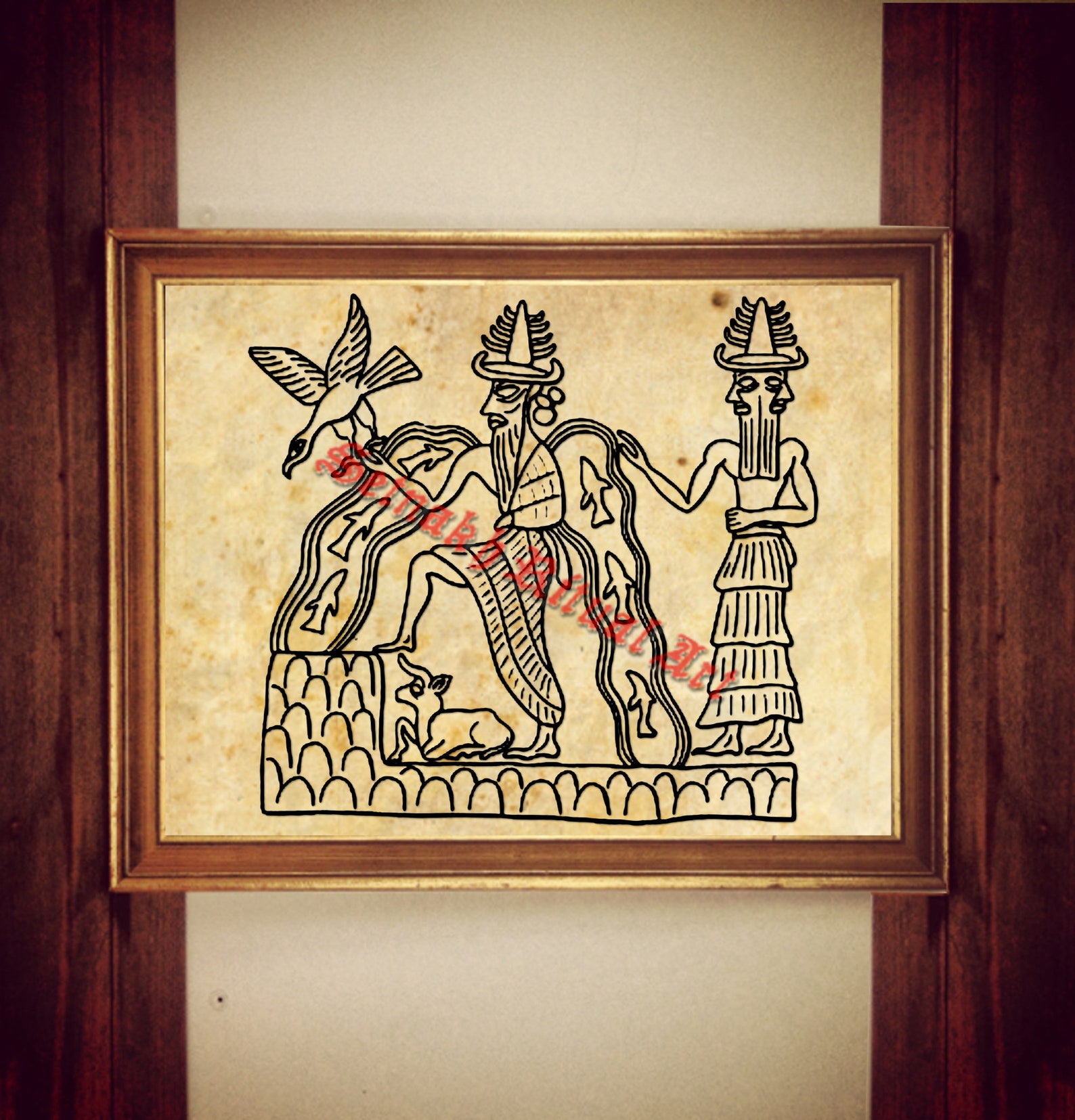 Ea Enki and Usmu Print Sumerian Gods Poster Babylonian | Etsy
