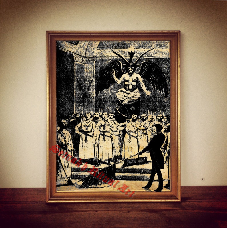 Baphomet & Templars antique print masonic illustration | Etsy