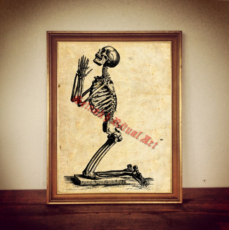 Praying Skeleton Occult Print Skull Poster Victorian - Etsy