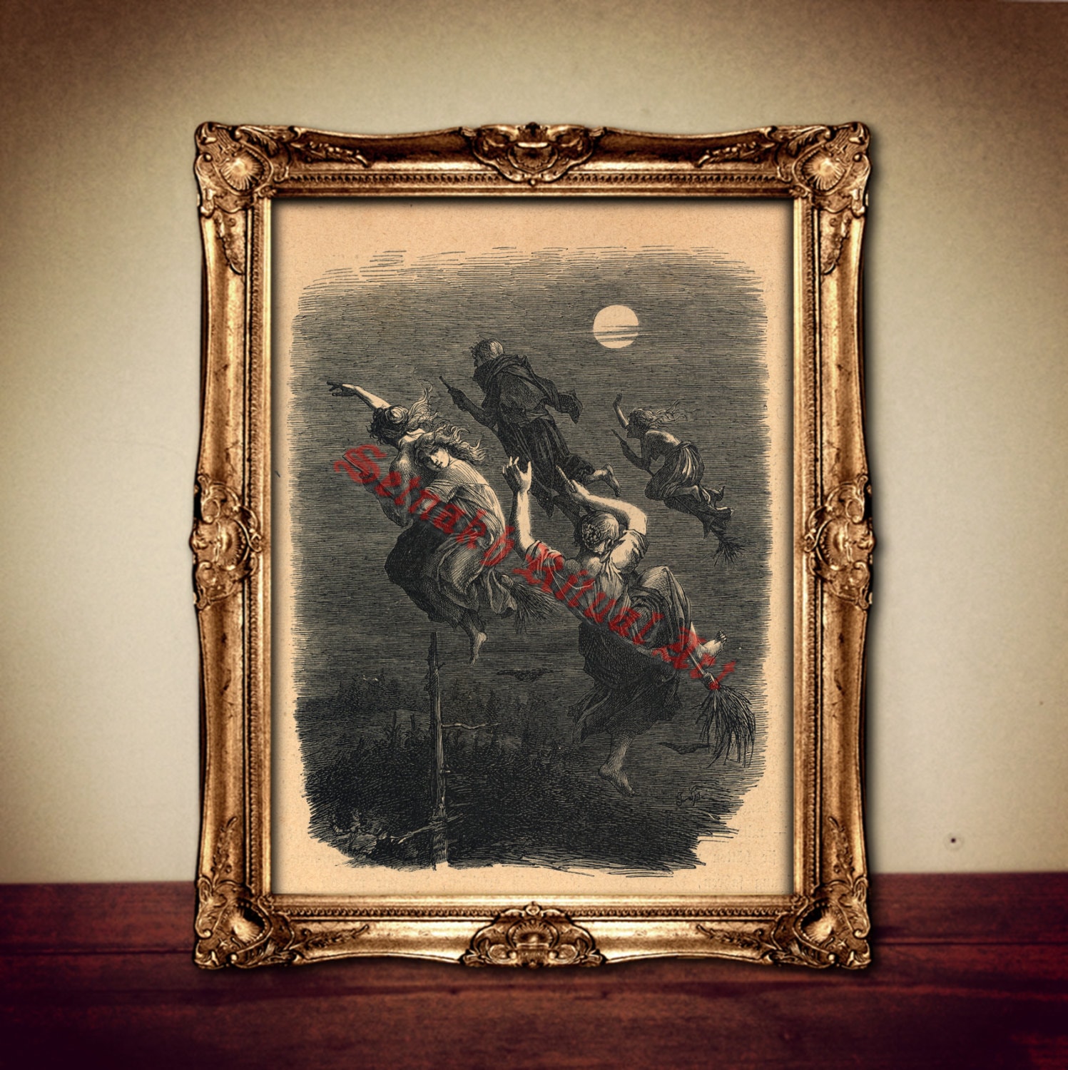 Witch Art Flying Witches Magic Art Wiccan Wall Decor - Etsy