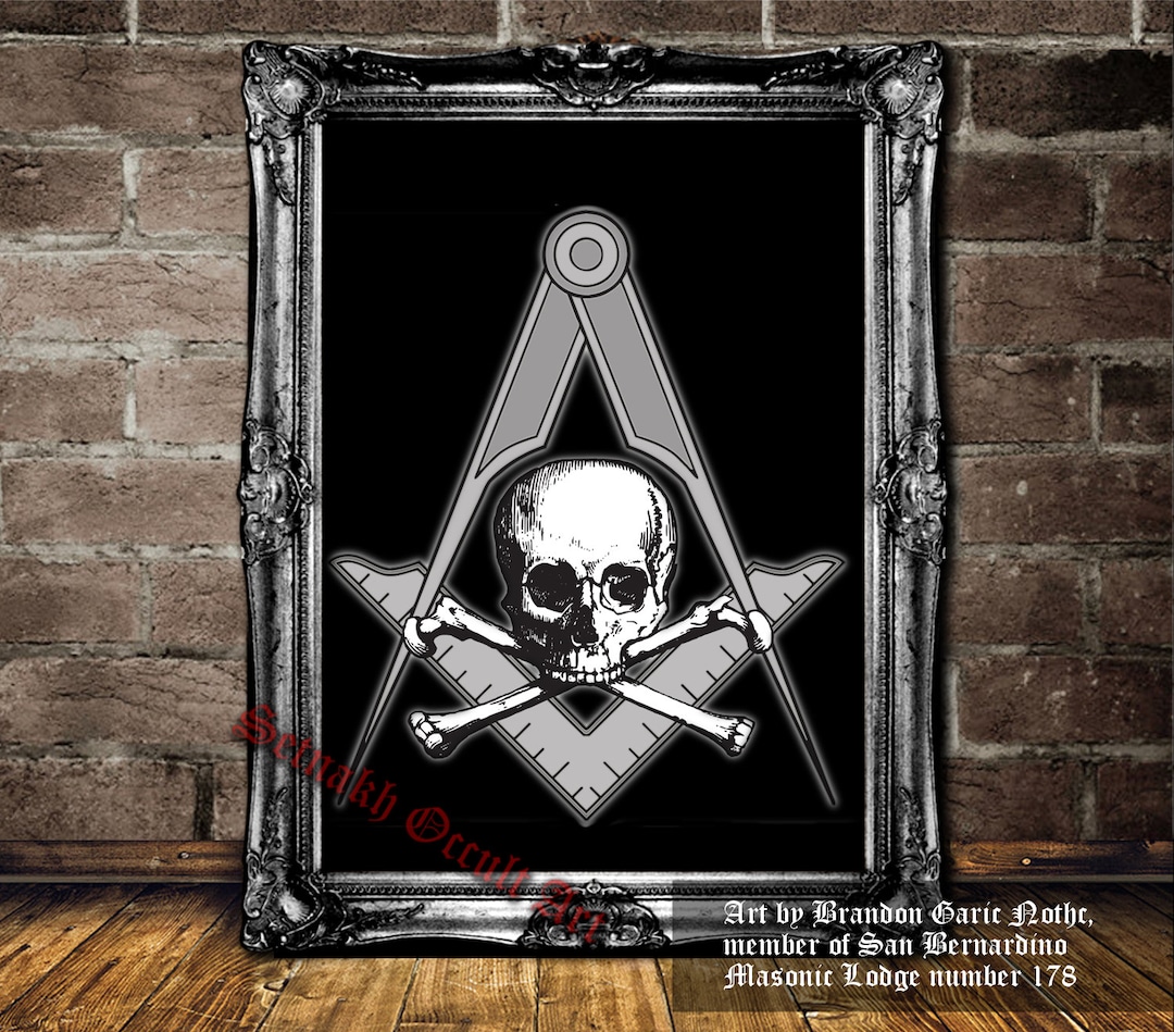Skull and Bones, Masonic Square and Compass Print, Freemasonry ...