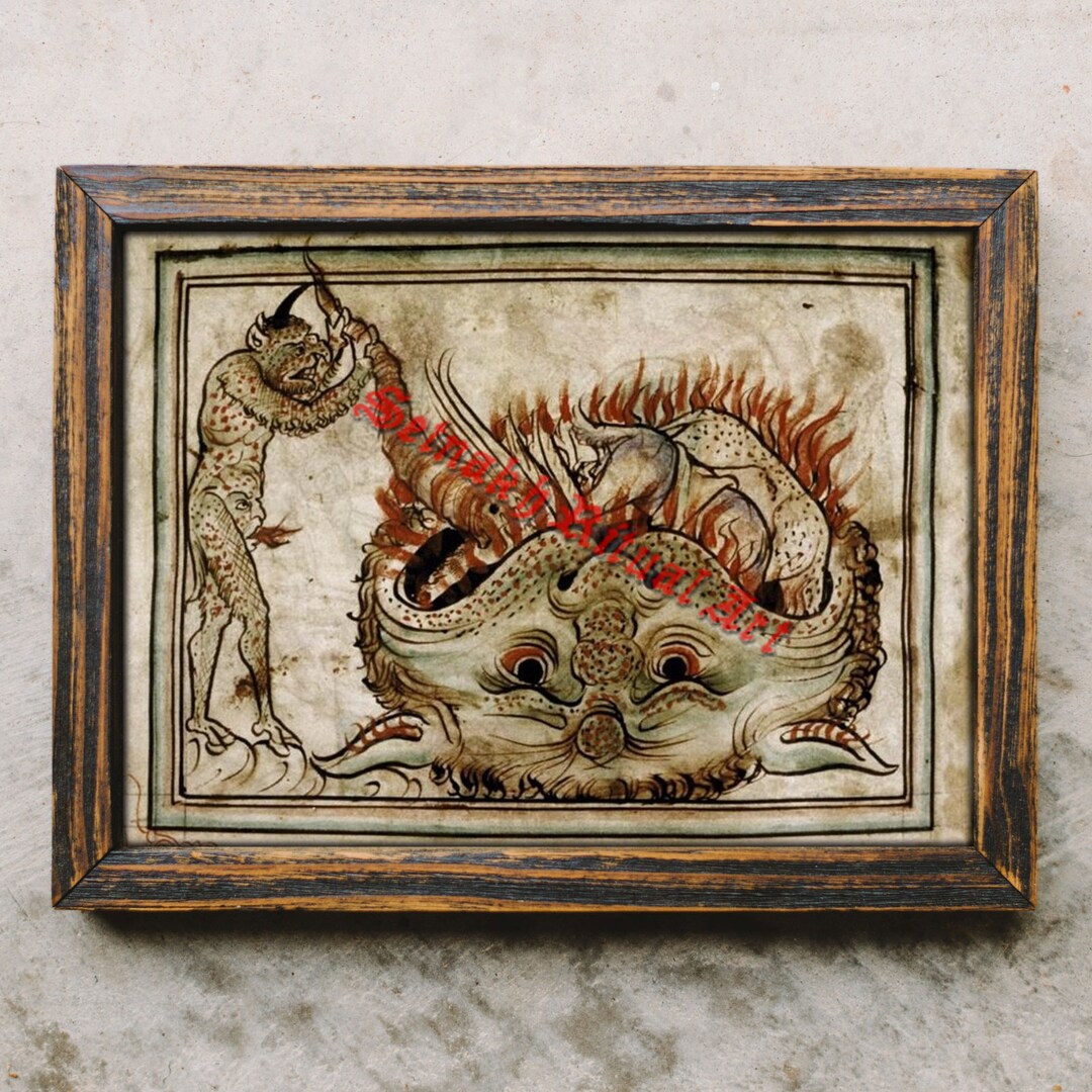 Hellmouth Antique Print, Medieval Demon, Macabre Home Decor #497 - Etsy