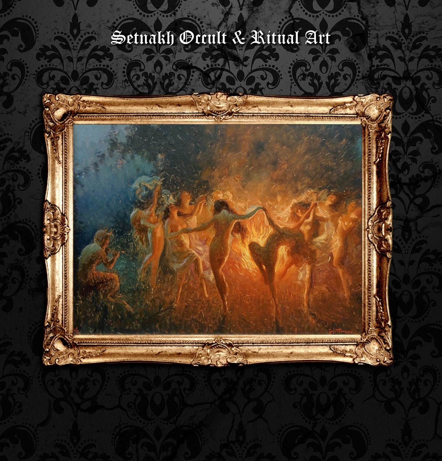 Nude Nymphs Dancing To Pans Flute Around The Fire Witch Etsy
