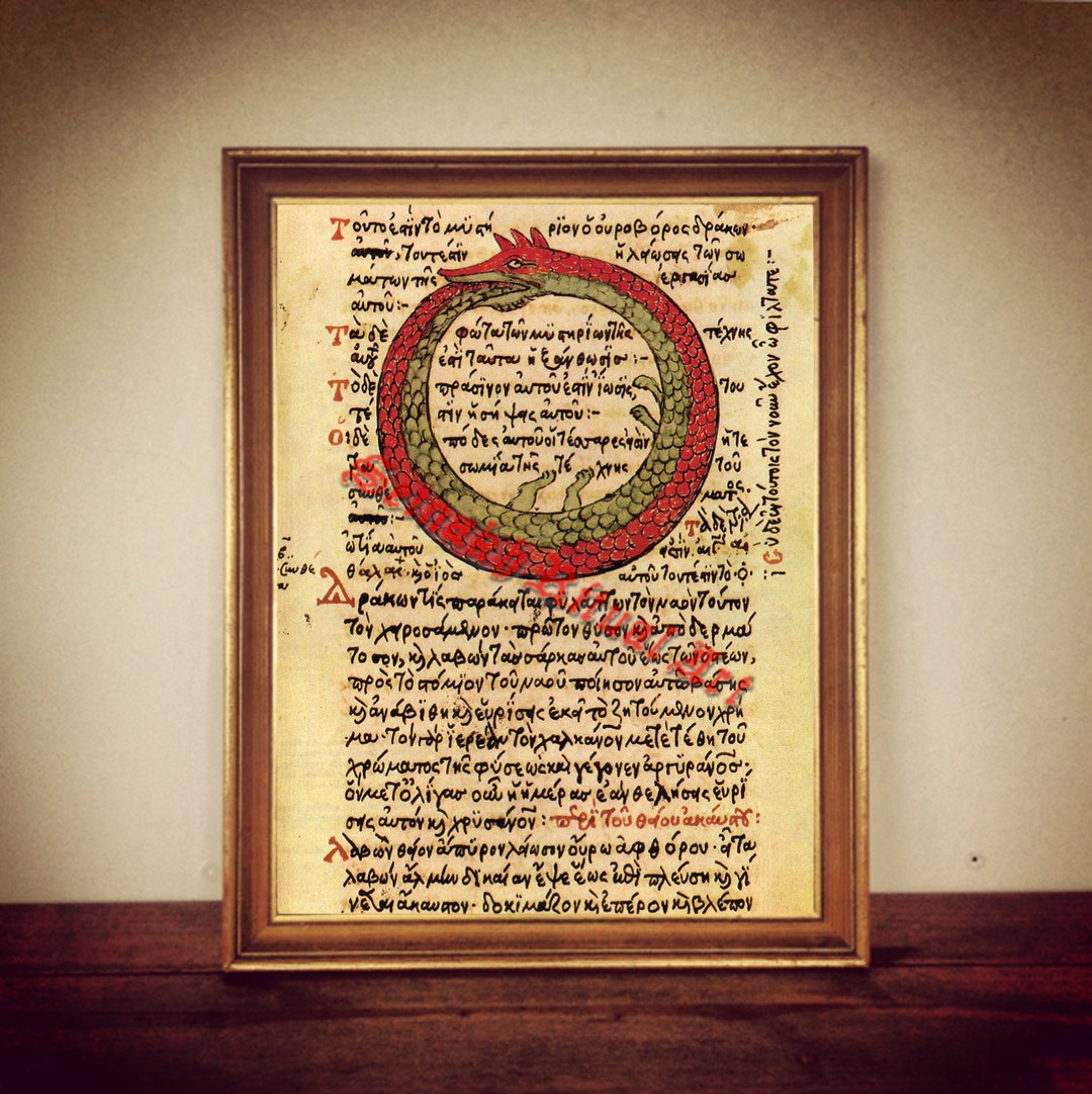 Ouroboros Print, Alchemy Snake Symbol, Alchemical Illustration, Gnostic ...