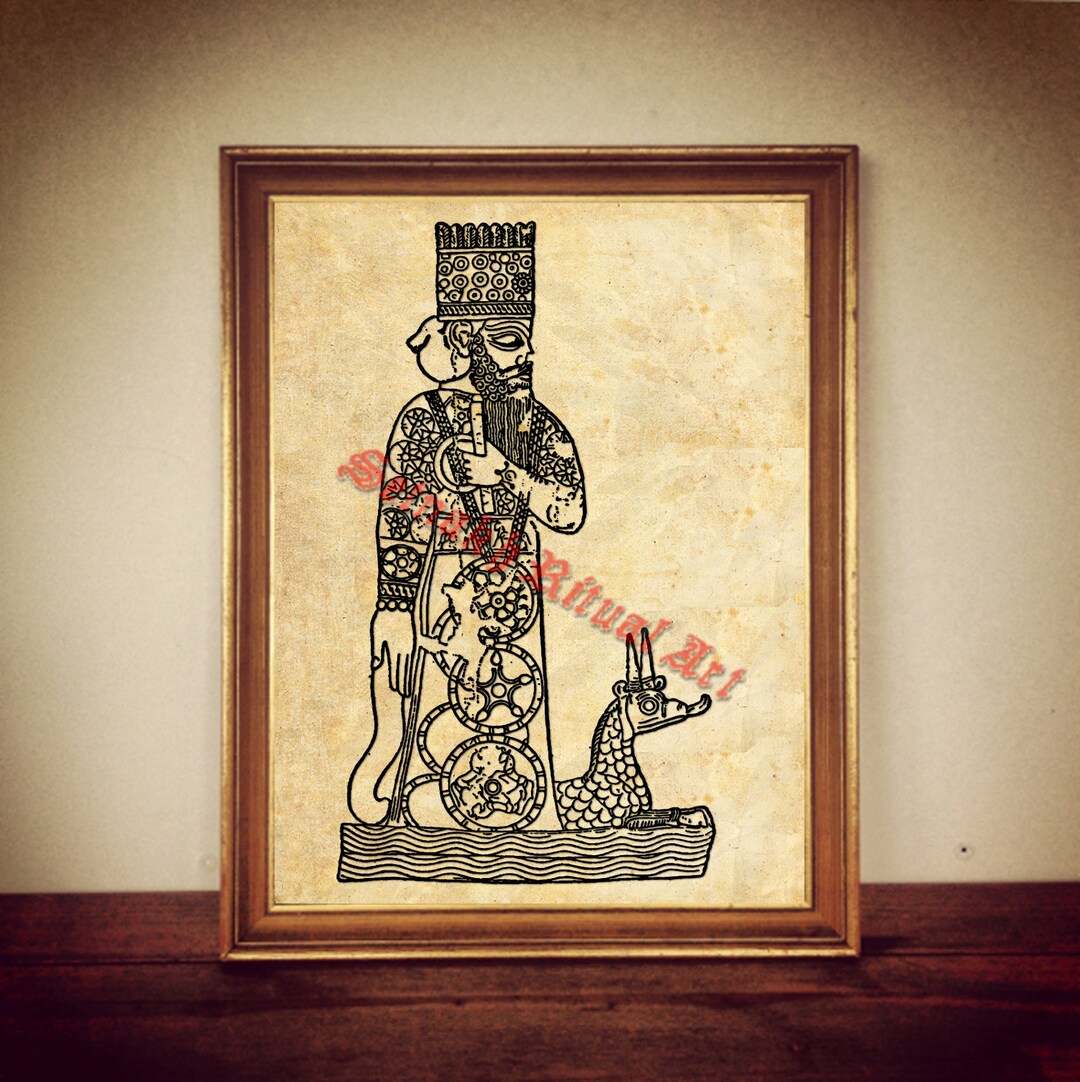 Marduk God Print, Ancient Babylonian Poster, God of War Depiction ...