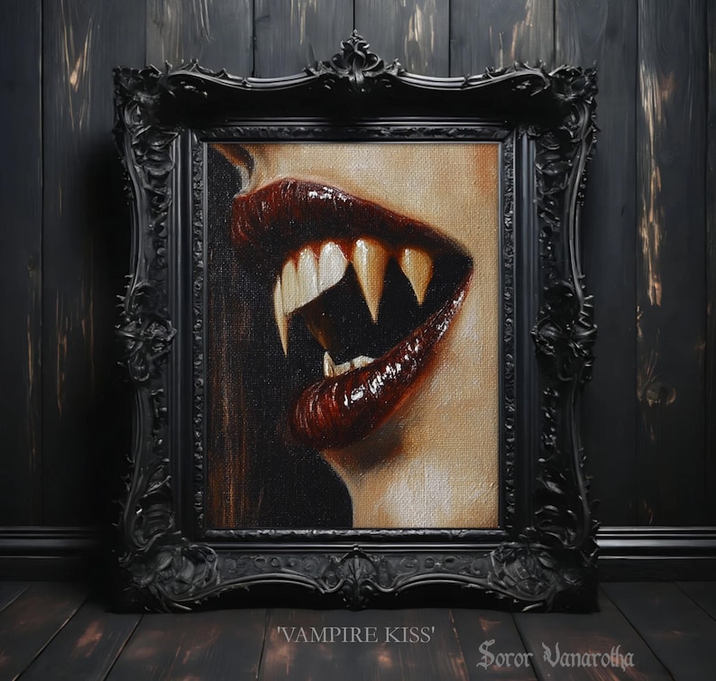 Vampire Fangs Art Print – Gothic Horror Home Decor, Bloody Poster #SV42 ...