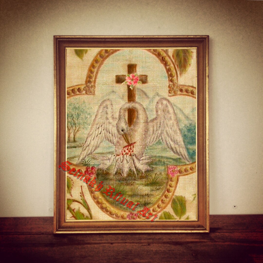 Rosicrucian Pelican Poster, Rose and Cross Print, Rosicrucian Art ...