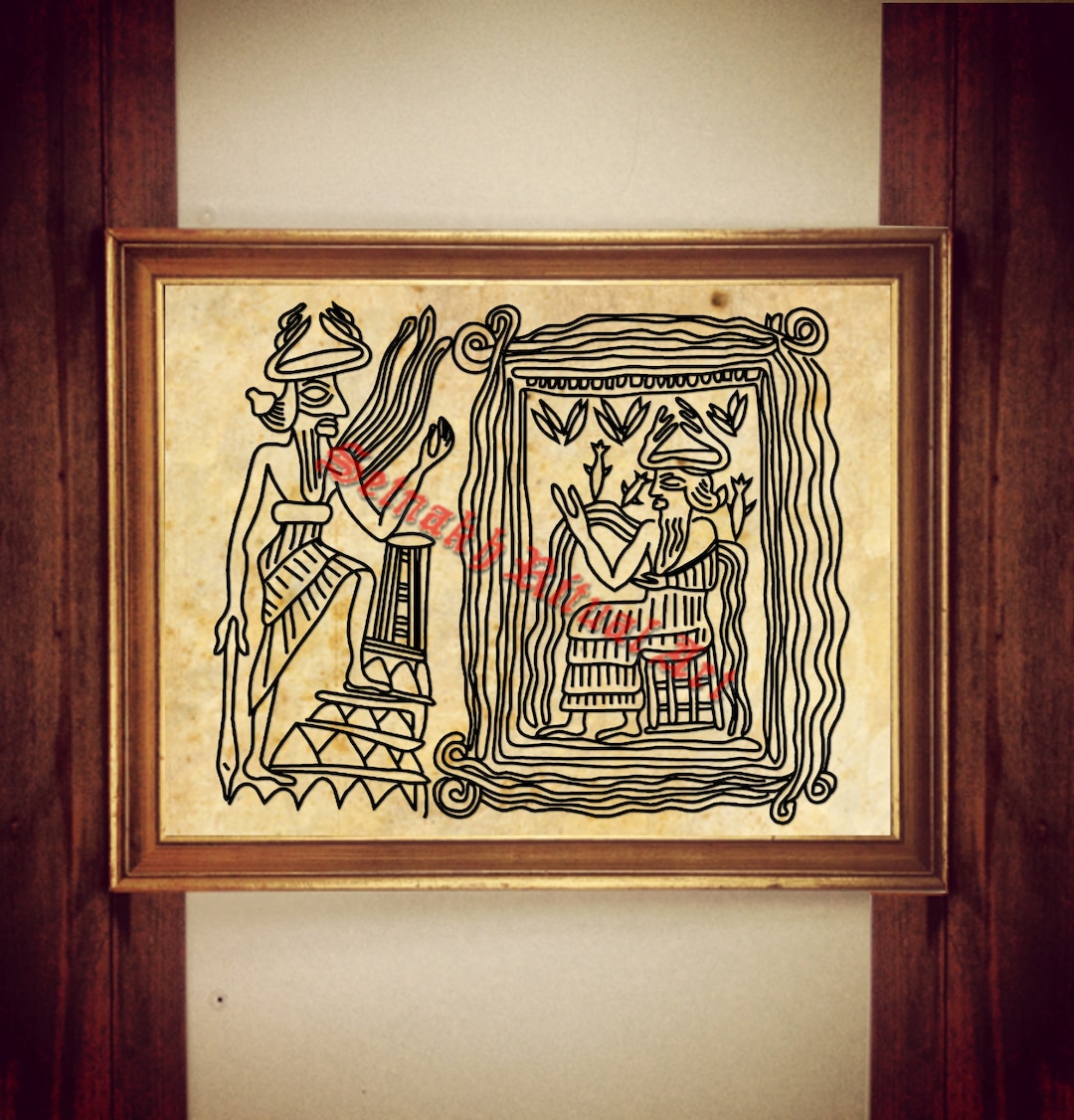 Enki Living in the Abzu Print, Sumerian God Poster, Babylonian God Art ...