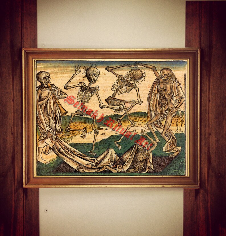 Dance of Death occult print medieval illustration vintage | Etsy