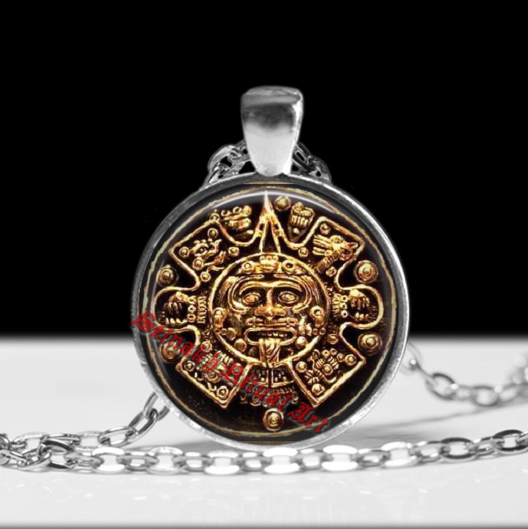 Aztec Pendant, Sundial Necklace, Tonatiuh God Jewelry, Ritual Necklace ...