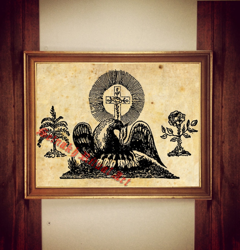 Rosicrucian art pelican poster occult print esoteric - Etsy España