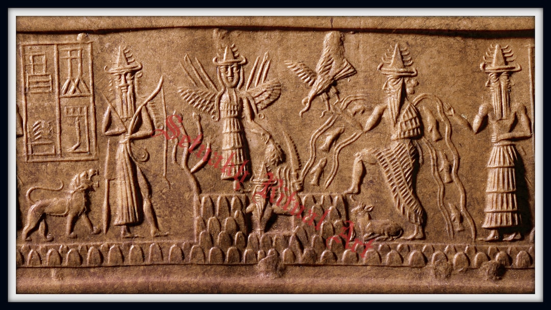 Adda Seal Print, Mesopotamian Gods, Sumerian Antique Decor #516 - Etsy