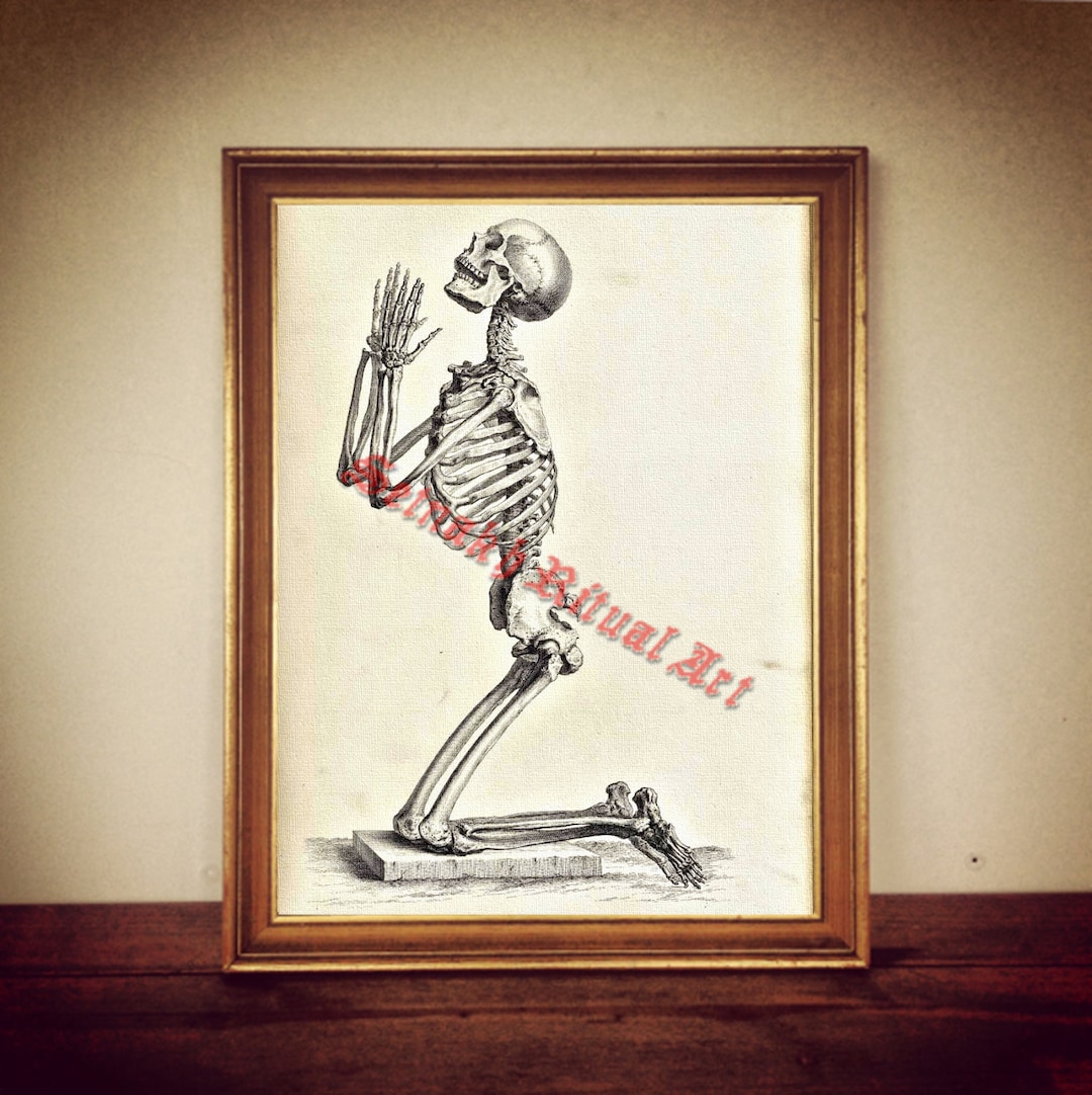 Praying Skeleton, Occult Print, Skull Poster, Victorian Macabre ...