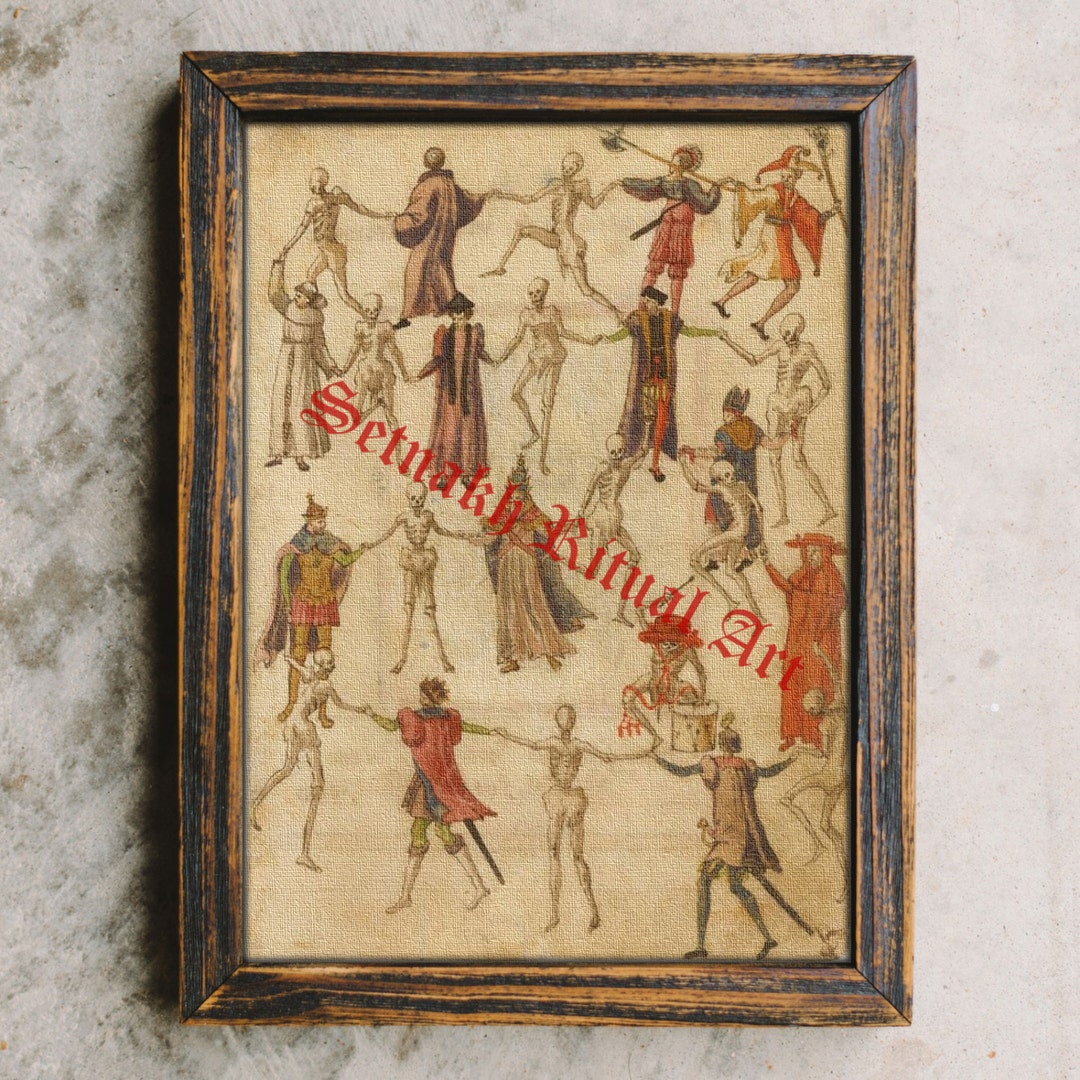 Dance Macabre Print, Occult Art, Death Poster, Skeleton Art, Witchcraft ...