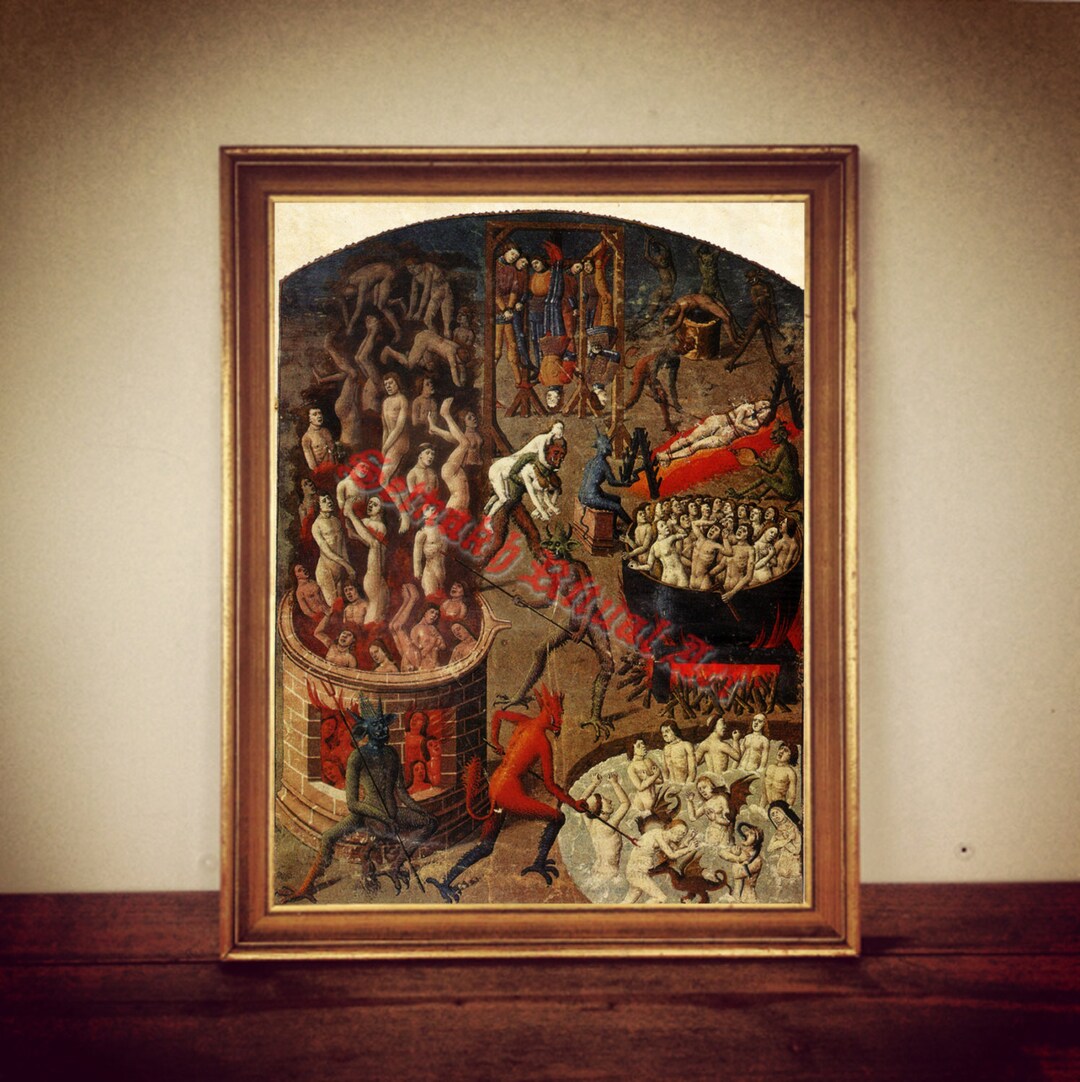 Hell Print, Devil in Hell Poster, Demonic Art, Occult Home Decor ...