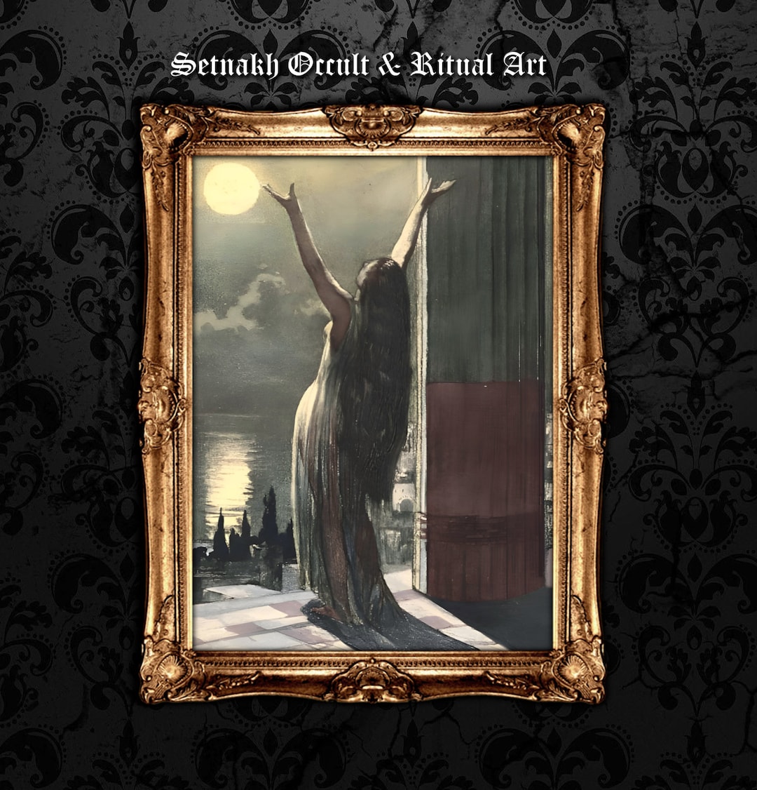 Luna Worship Print, Vintage, Dark Art, Occult Poster, Gothic Home Decor ...