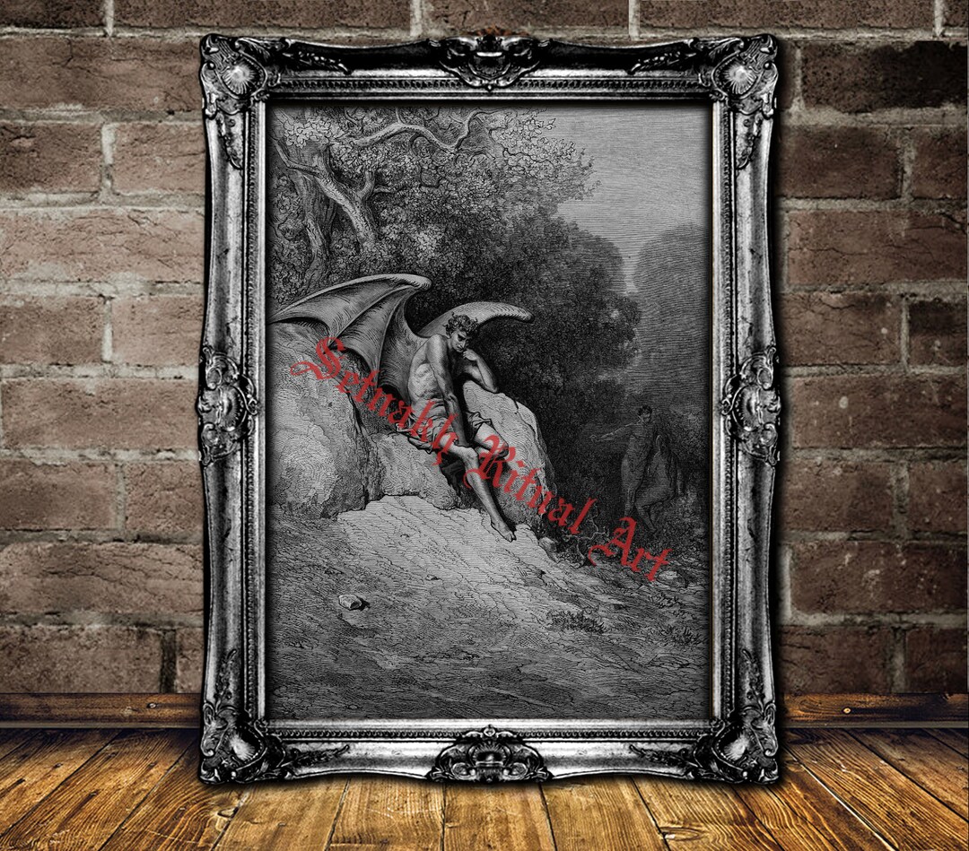 Lucifer the Fallen Angel Print, Gustav Dore, Satan in Eden Poster ...