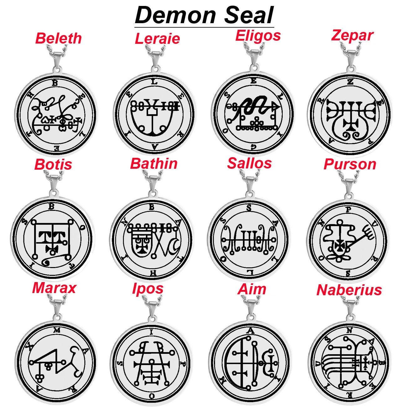 Lesser Key of Solomon Demon Seals Pendant Necklace | Stainless Steel 1 ...