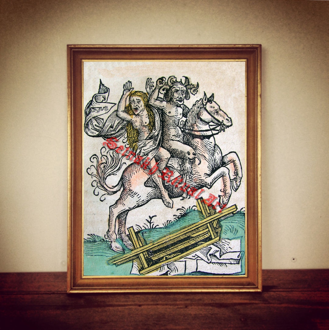 The Devil on Horseback Print, Witches Art, Witchcraft Poster, Magic ...