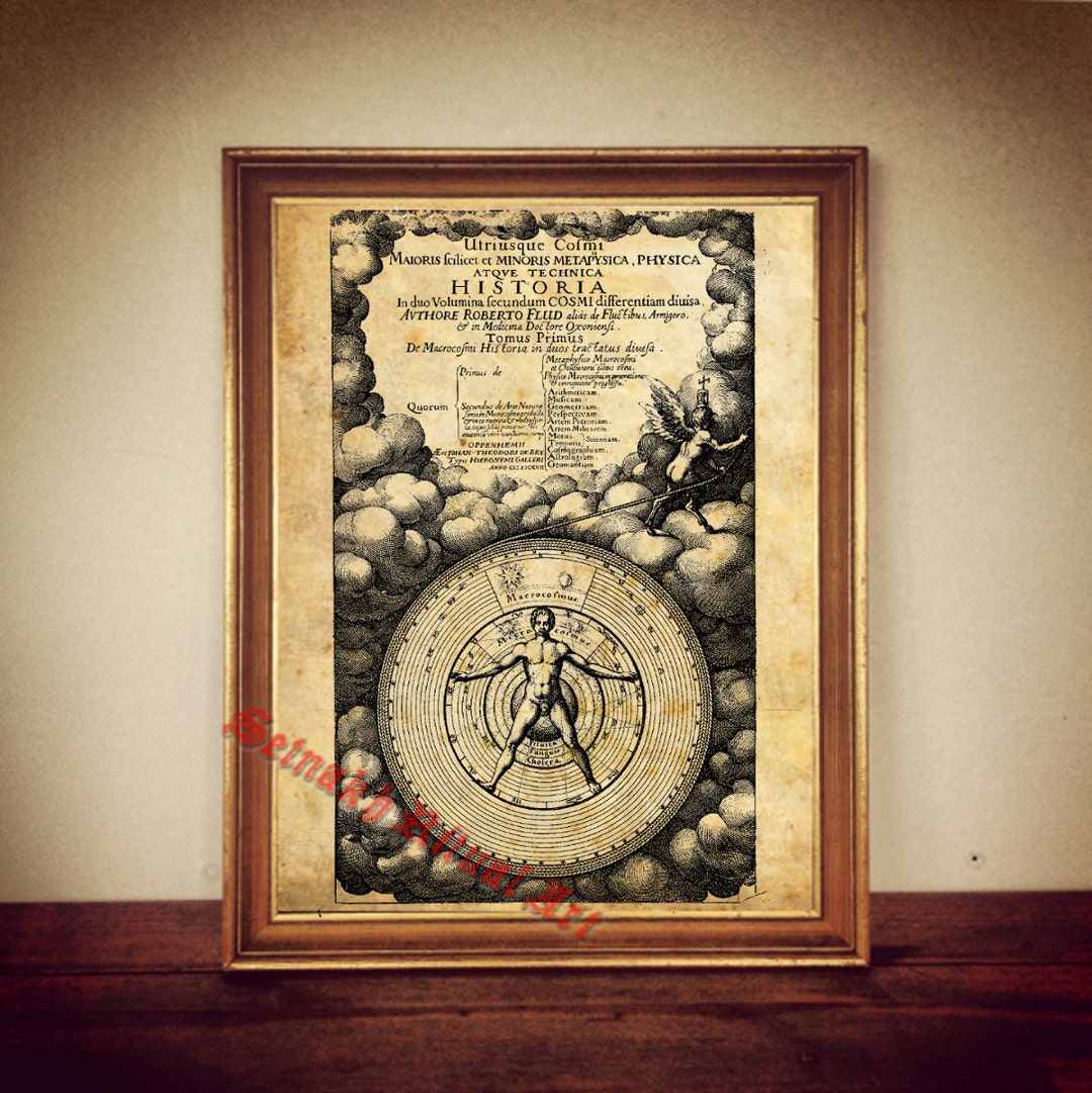 Cosmic Alchemy Art, Hermetic Occult Print, Man, Microcosm and Macrocosm ...