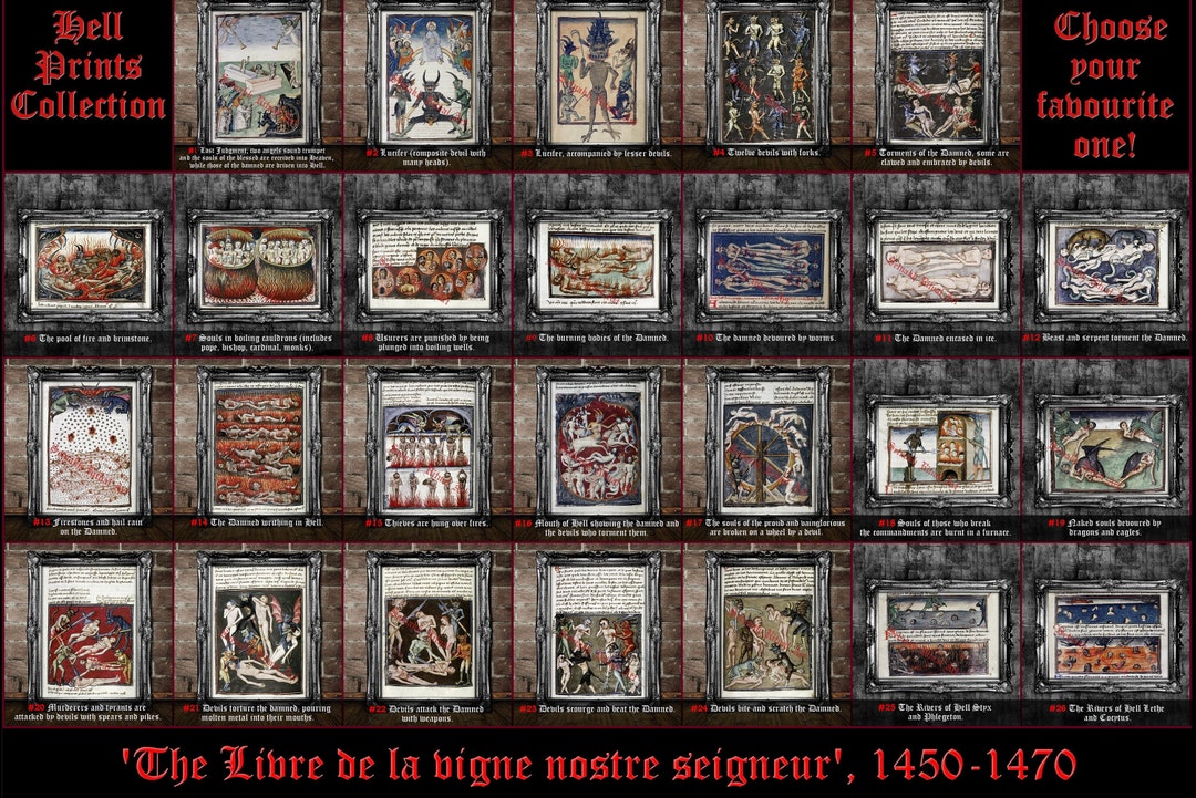 HELL PRINTS COLLECTION; Satanic Art Print, Devils Poster, Medieval Art ...