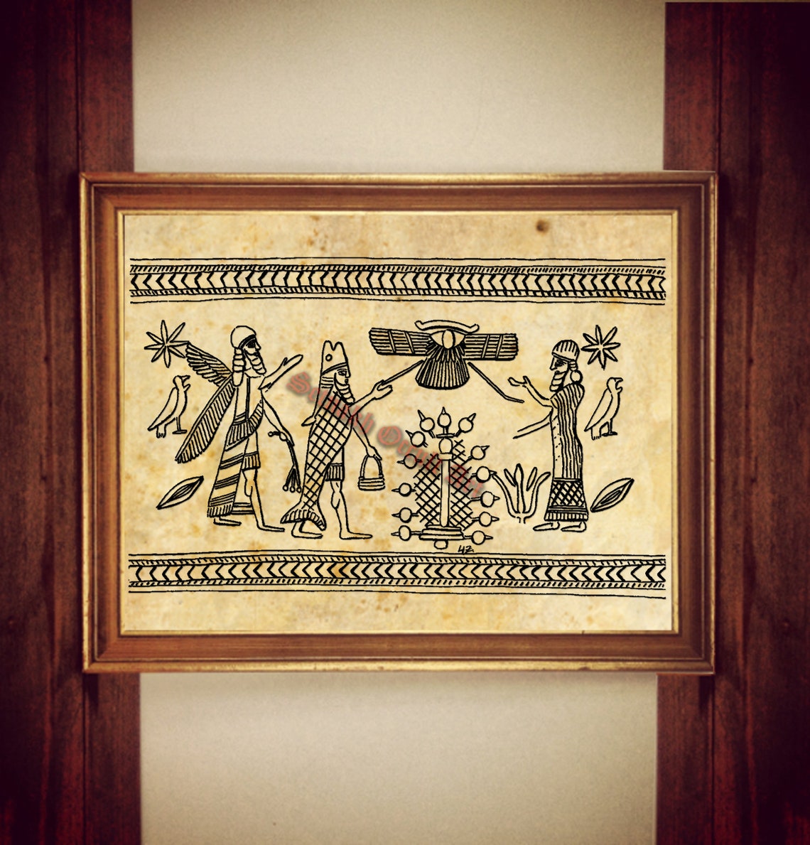 Anu Sky God Print Mesopotamian Cylinder Seal Print Ancient - Etsy