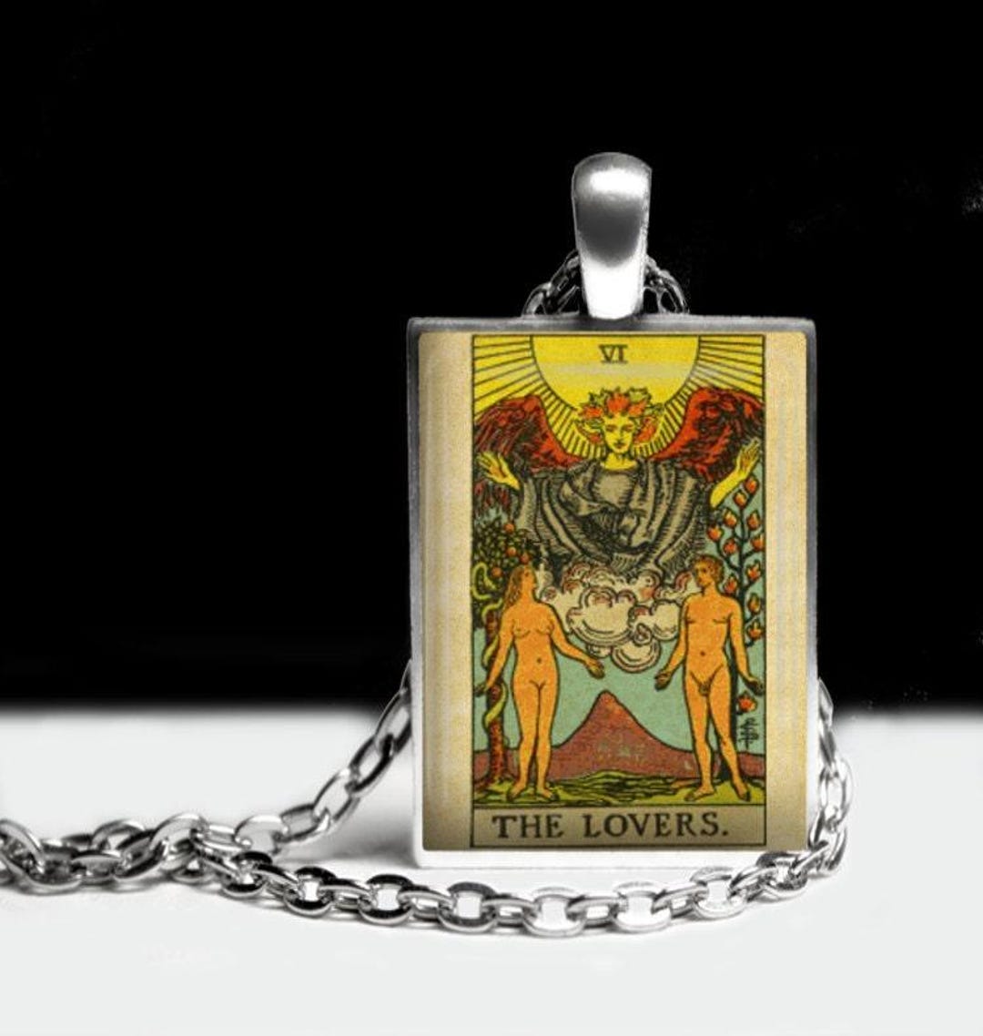 The Lovers Tarot Card Necklace, Occult Amulet #396.6 - Etsy