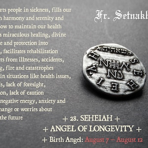LONGEVITY & HEALING Talisman, Seheiah Angel Seal Coin, Against ...