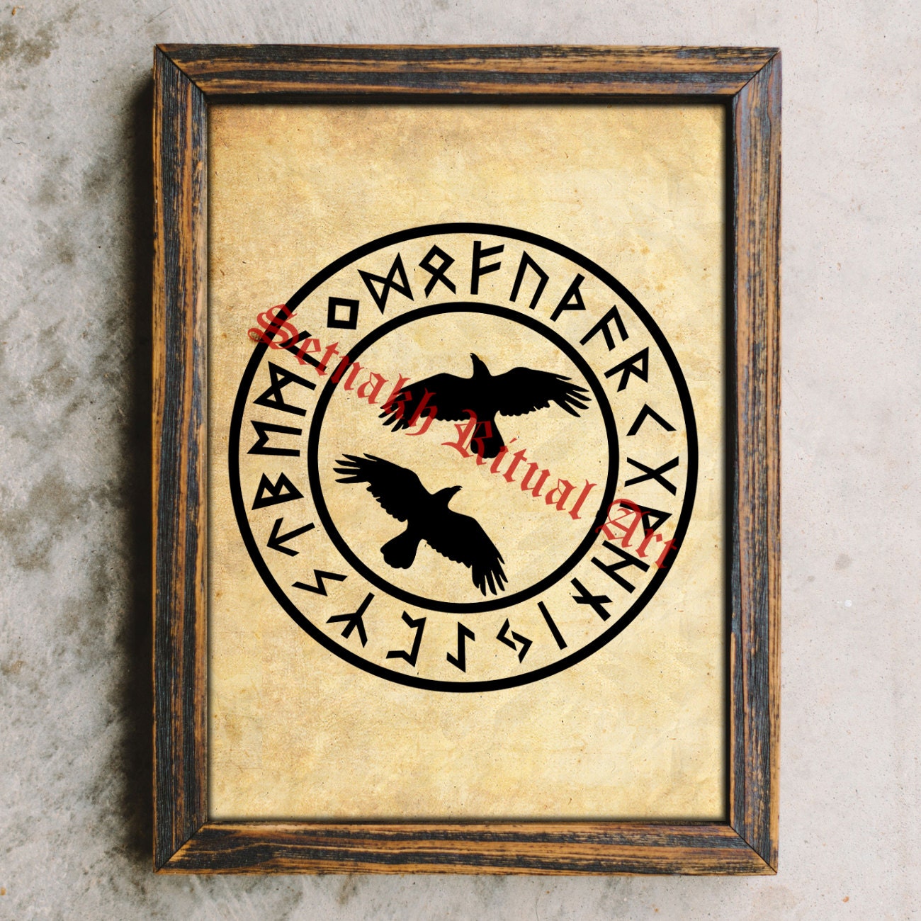 Runes art Odin's Ravens Huginn and Muninn Norse | Etsy