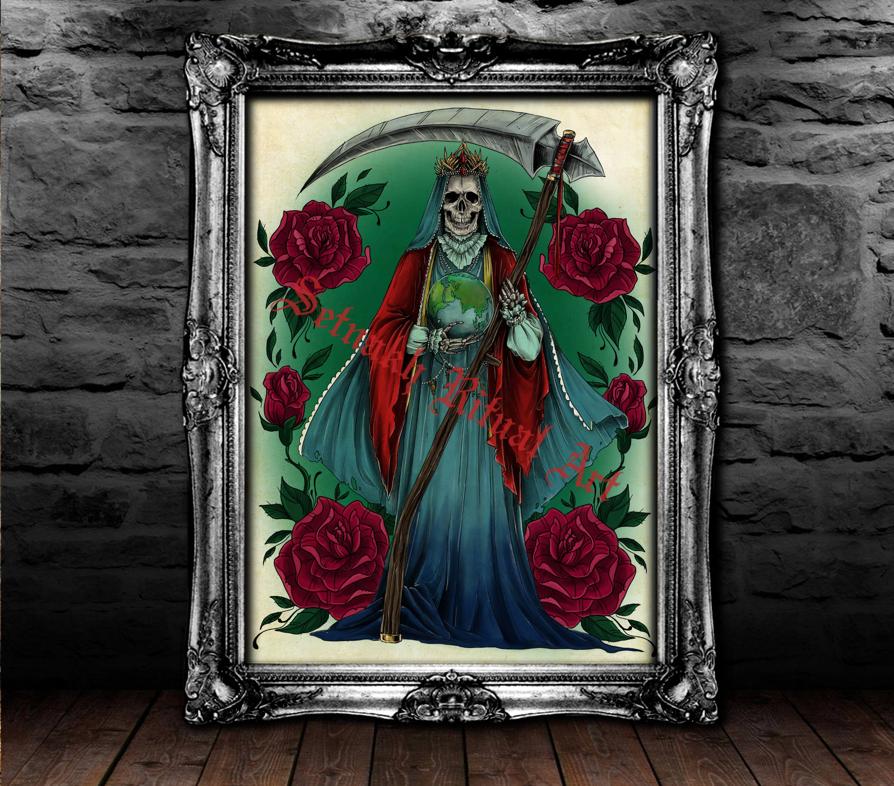 Santa Muerte Print Saint Death Poster Magic Illustration | Etsy