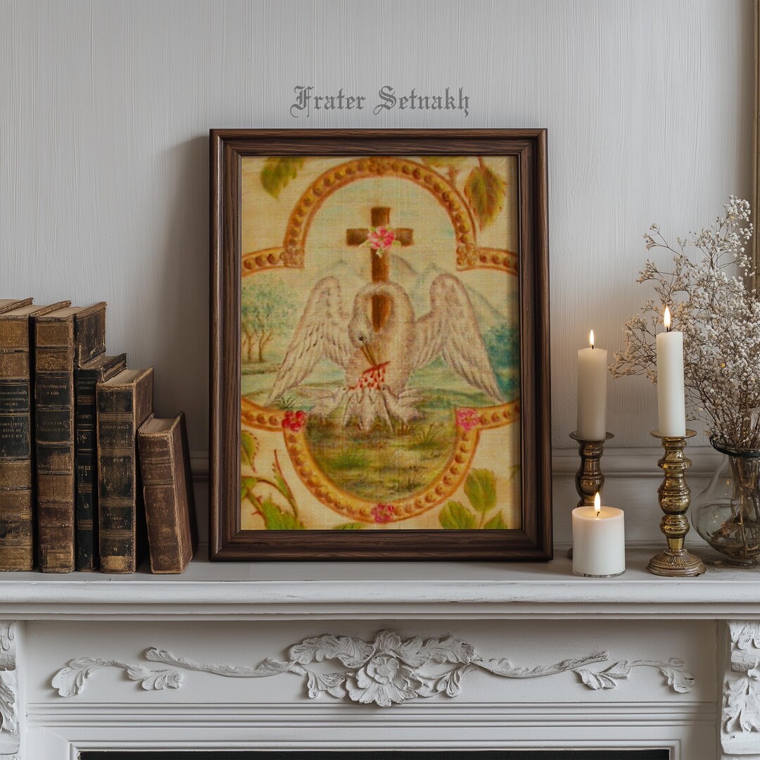 Rosicrucian Pelican Print, Rose Croix, Esoteric Christian Altar Decor ...