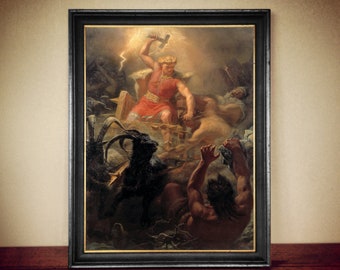 Thor Print Norse Mythology Poster Nordic God Illustration - Etsy