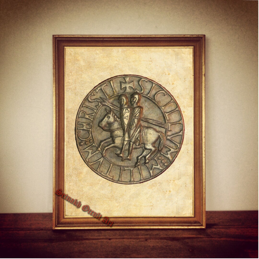 Knights Templar Seal Print, Medieval Poster, Two Knights on Horse #TMP3 ...