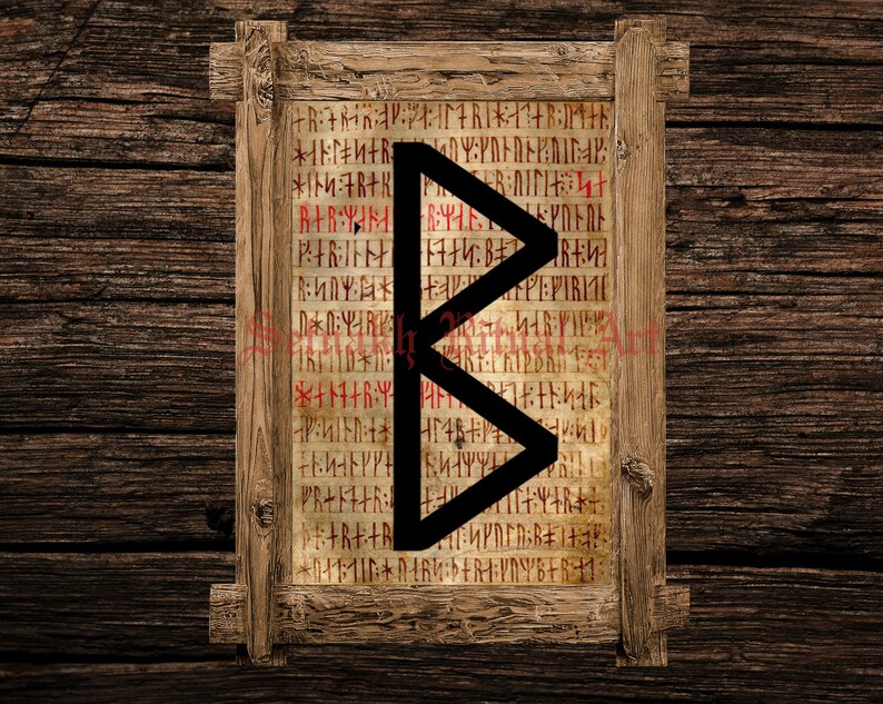 Berkano Print Rune Illustration Elder Futhark Art Viking - Etsy
