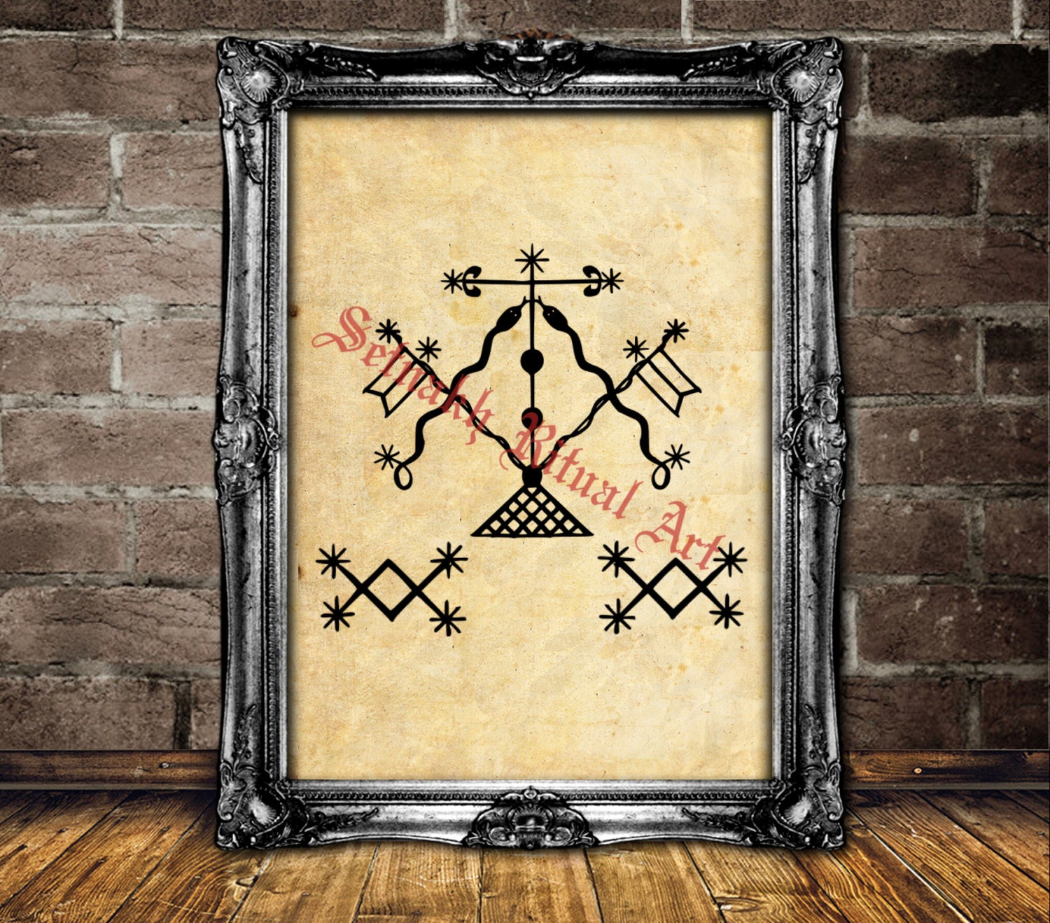 Damballah veve art altar decor Voodoo print magic talisman | Etsy