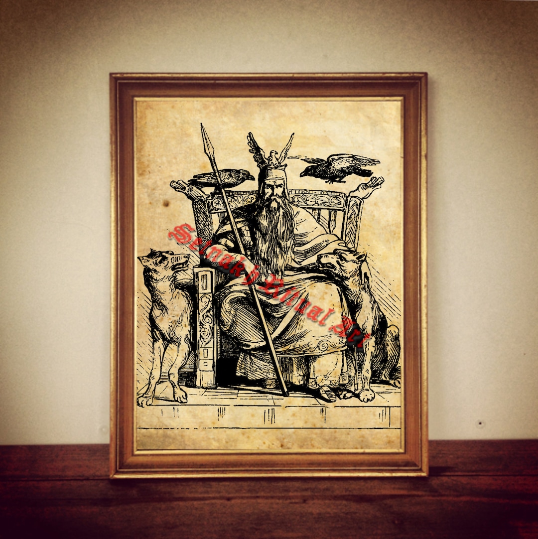 Odin Print, Odin Poster, Nordic God Illustration, Viking Print, Viking ...