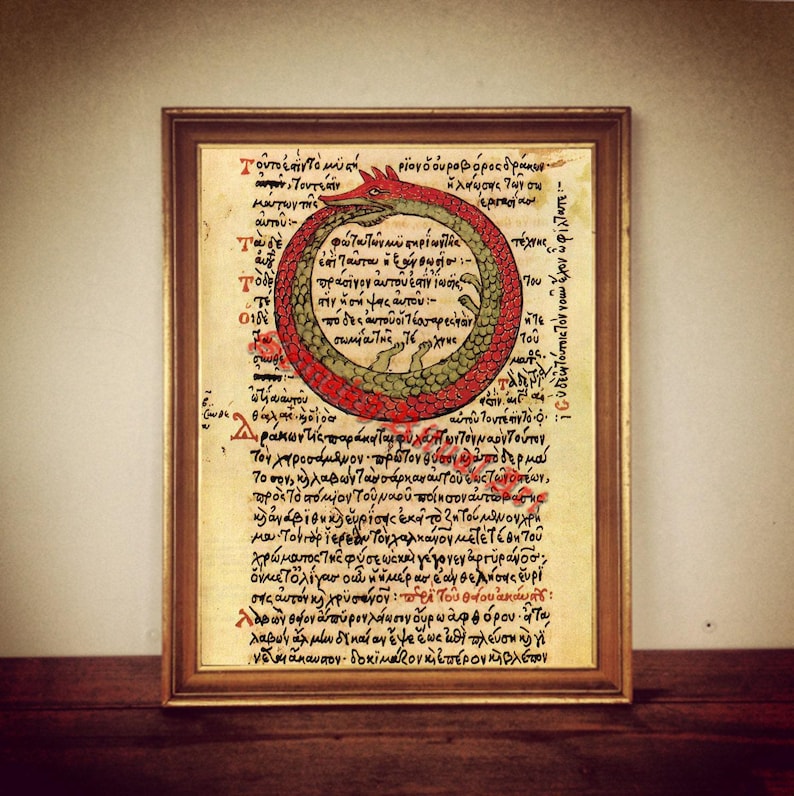 Ouroboros Snake Print, Alchemical Art, Esoteric Occult Home Decor #354 ...