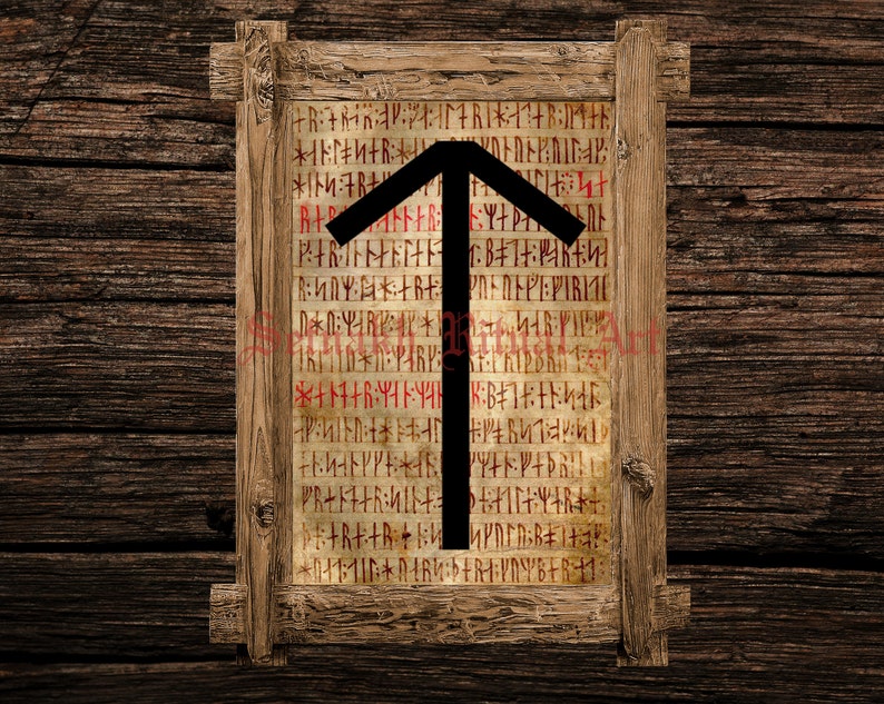 Tiwaz Print Rune Illustration Elder Futhark Art Viking Home - Etsy