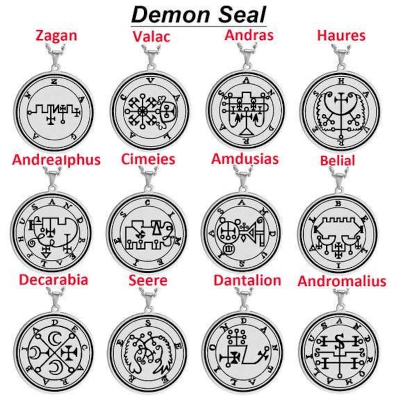 Lesser Key of Solomon Demon Seals Pendant Necklace | Stainless Steel 37 ...