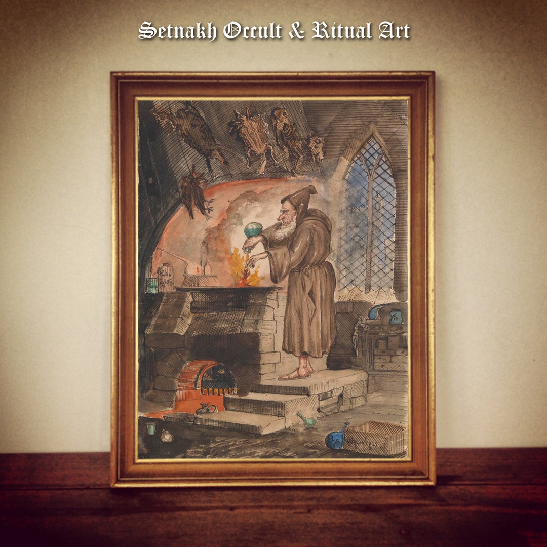 A Hooded Alchemist at a Furnace. Above Him Hang Dead Animals ...