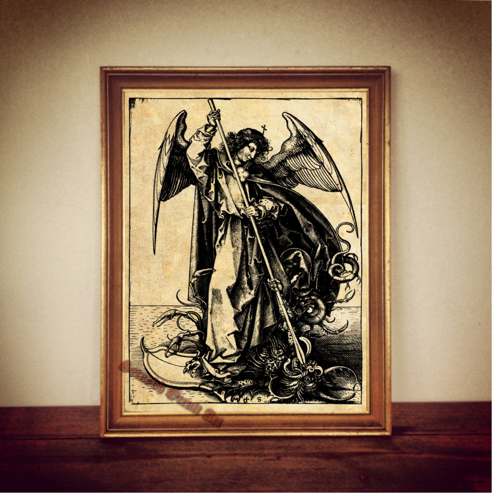 Saint Michael Archangel Slaying the Dragon Angel Poster - Etsy