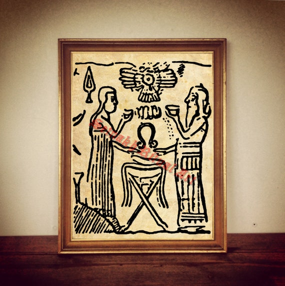 Enki & Nimmah Test-tubing Adamu Print Sumerian God Poster | Etsy