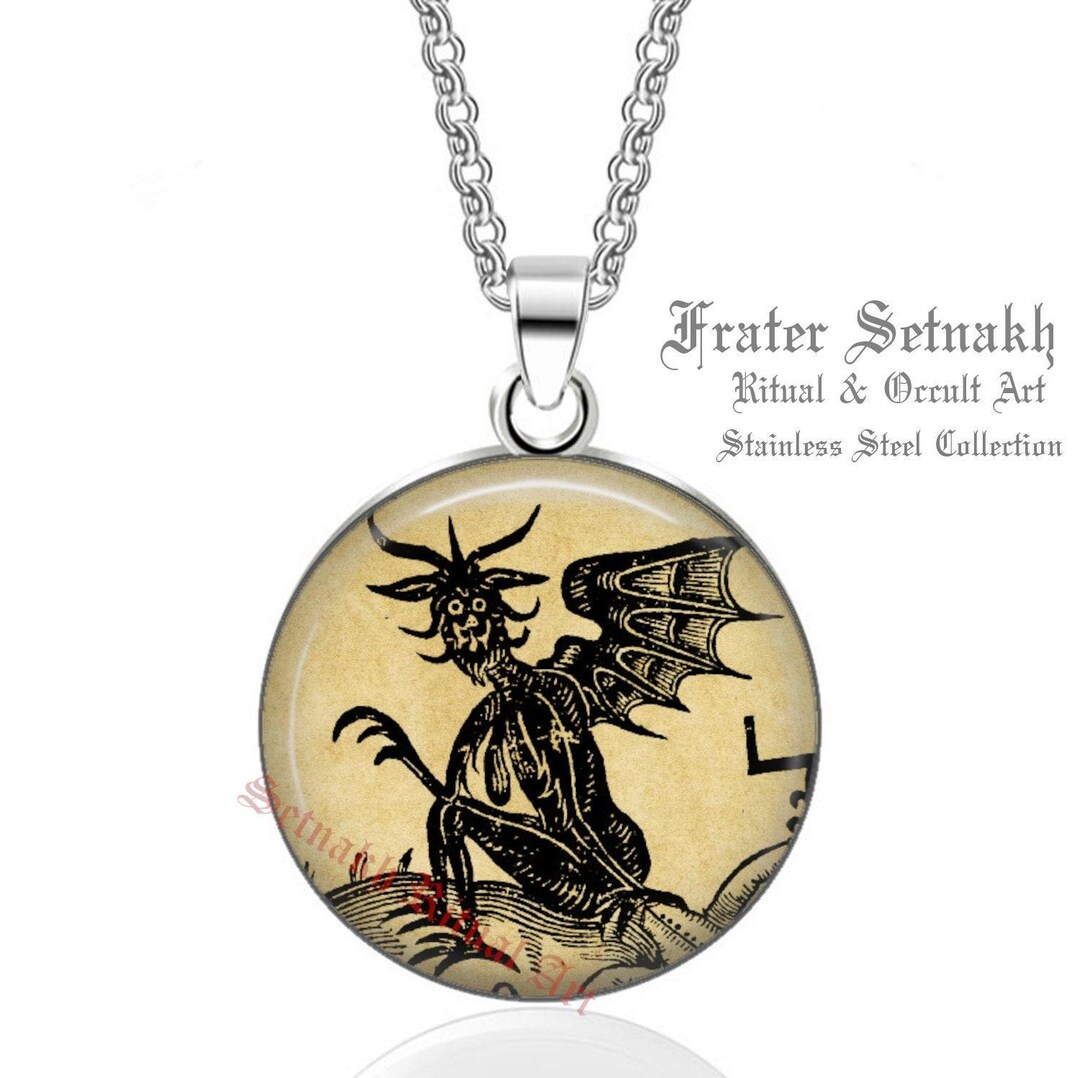 Devil Pendant, Satan's Depiction on an Old Woodcut, Occult Necklace ...