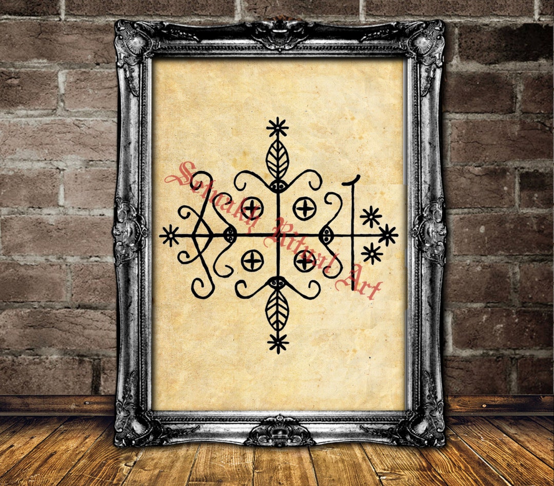 Papa Legba Veve, Altar Decor, Voodoo Art Print, Magic Talisman, Haitian ...