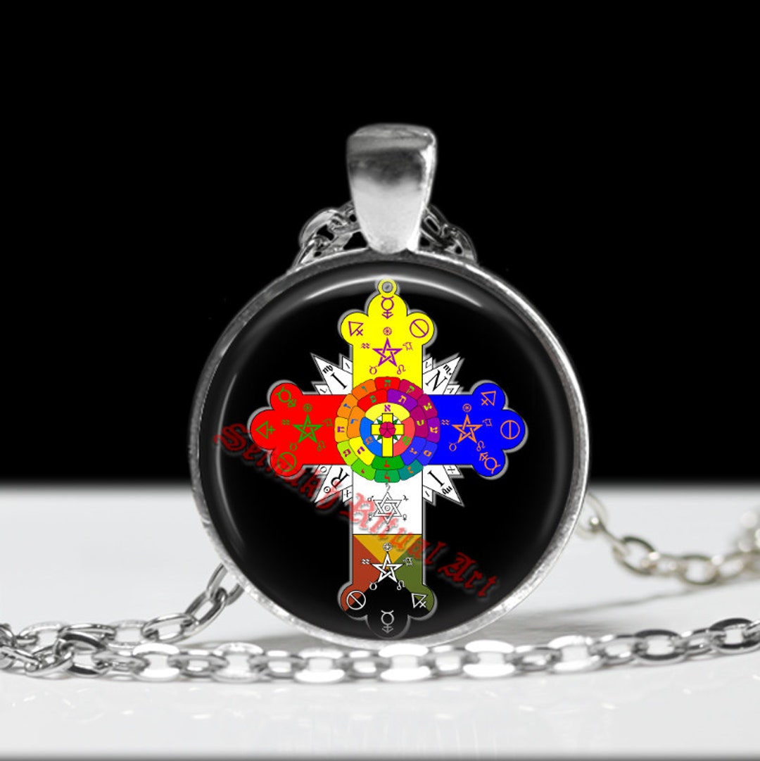 Rosicrucian Cross Pendant, Pentagram, Occult Pendant, Ritual Necklace ...