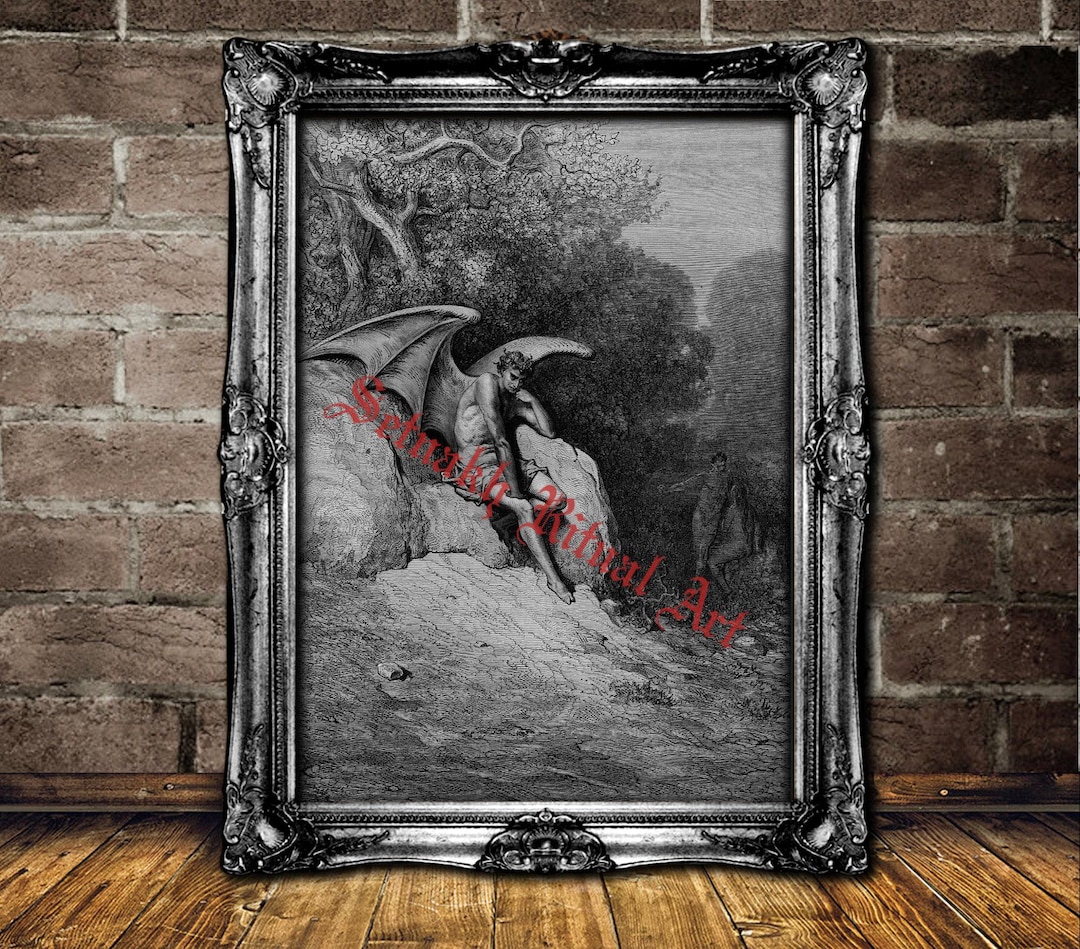 Gustav Dore Lucifer Print, Satan in Eden, Occult Altar Art #107 - Etsy