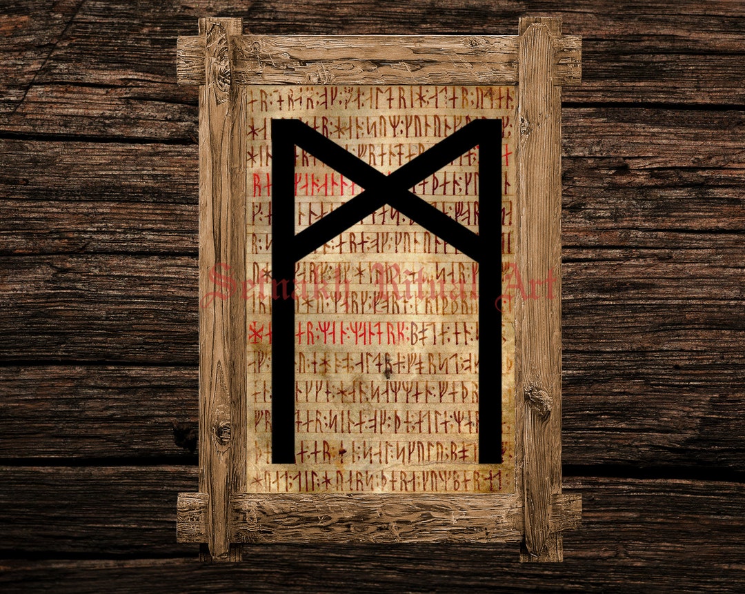 Mannaz Print, Rune Illustration, Elder Futhark Art, Viking Home Decor ...