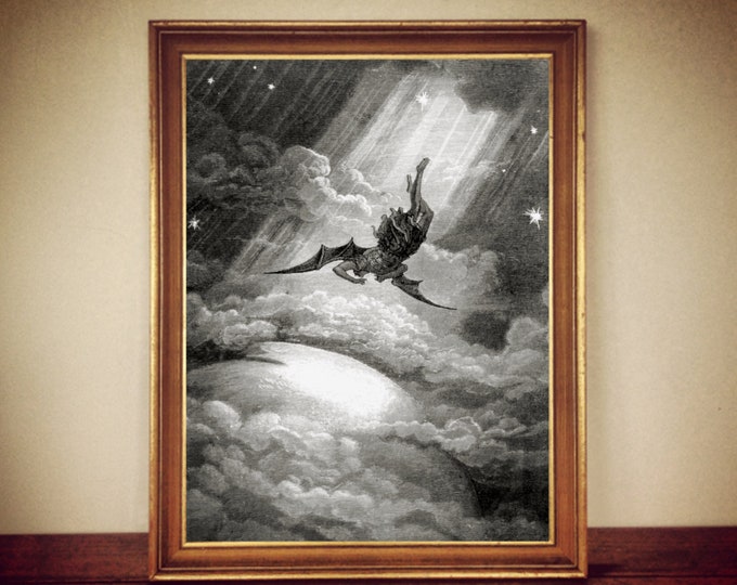 Lucifer the Fallen Angel Print Gustav Dore Satan in Eden - Etsy