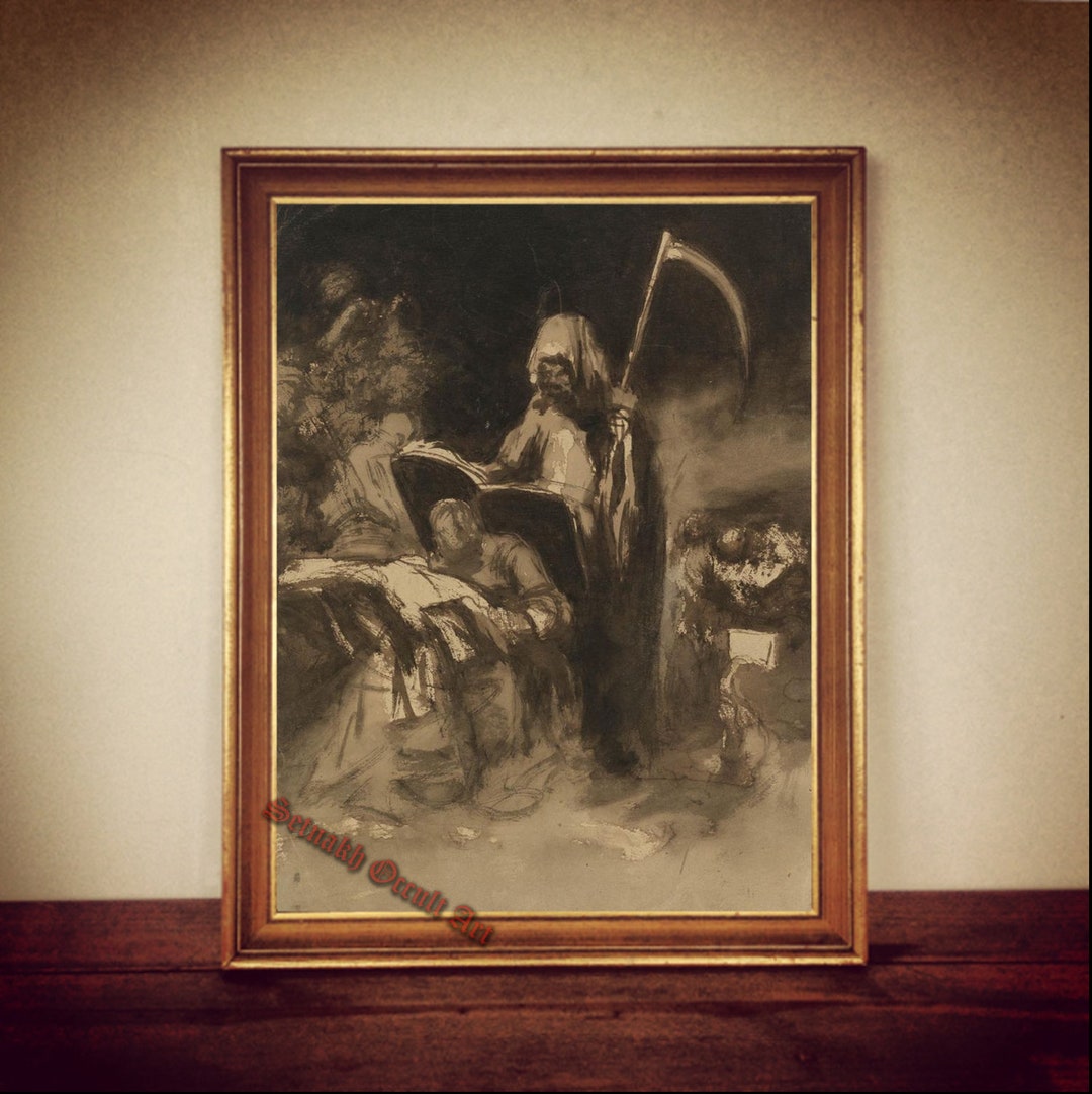 Death Reading From a Human Lectern Print, Occult Poster, Human Skeleton ...
